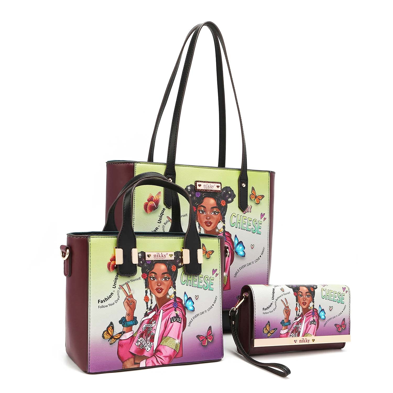 Nikky Alyssa Dreams Future Tote Bag 3 Pc Set