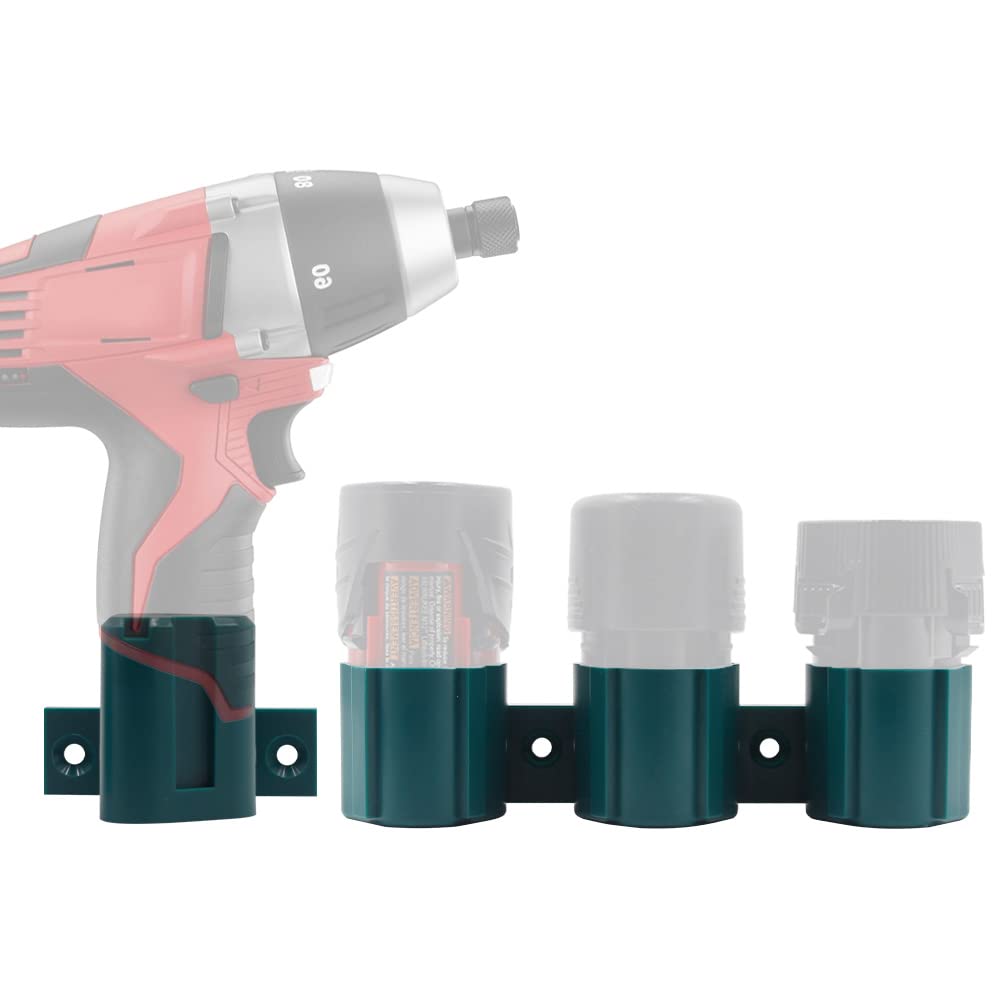 Tool Drill and Battery Wall Mount Holder Set for Milwaukee M12 12V Batteries and Tools, 3-Slot Battery Pack Rack and Tool Storage Holder for Milwaukee, Makita, Bosch