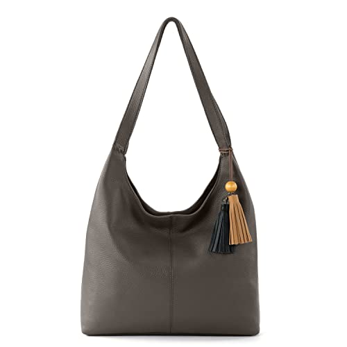 The Sak Huntley Hobo Bag in Leather, Double Strap Purse, Slate