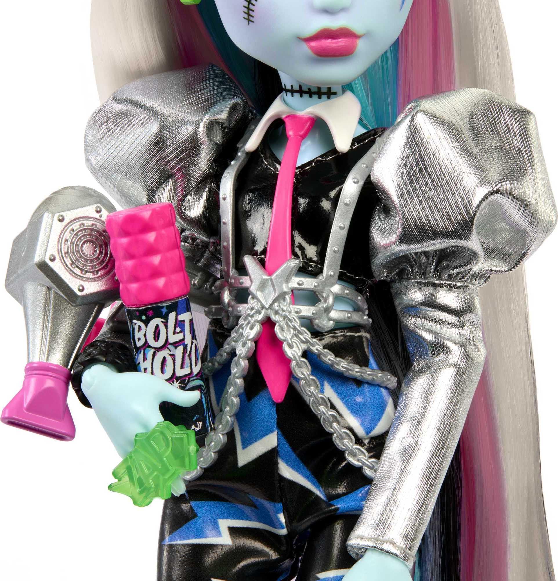 Monster High Doll, Amped Up Frankie Stein Rockstar with Instrument & Performance-Themed Accessories Like Headphones