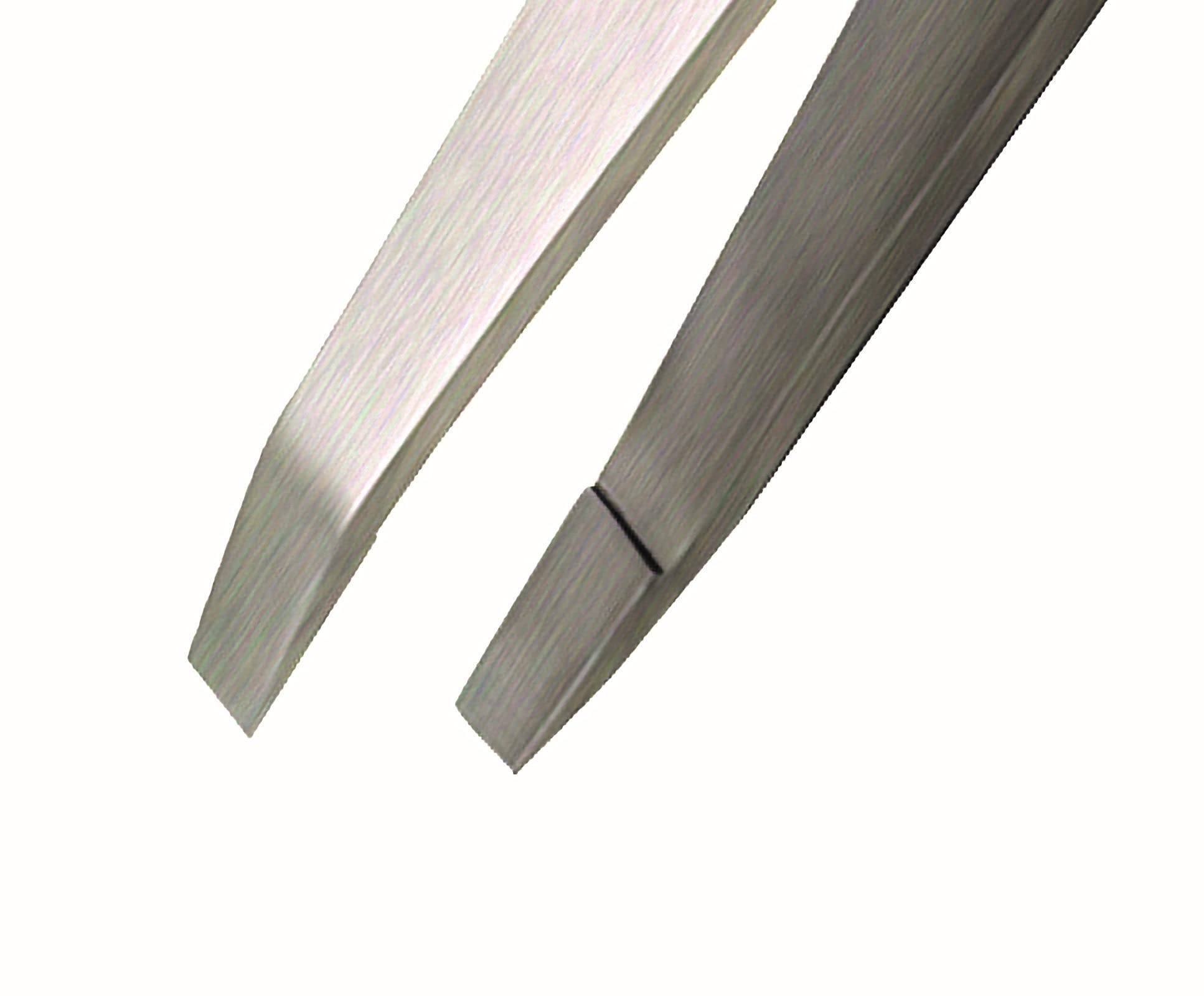 Professional Flat Tip Eyebrow Tweezers (Flat Square Tip 4.0", Matte Finish)