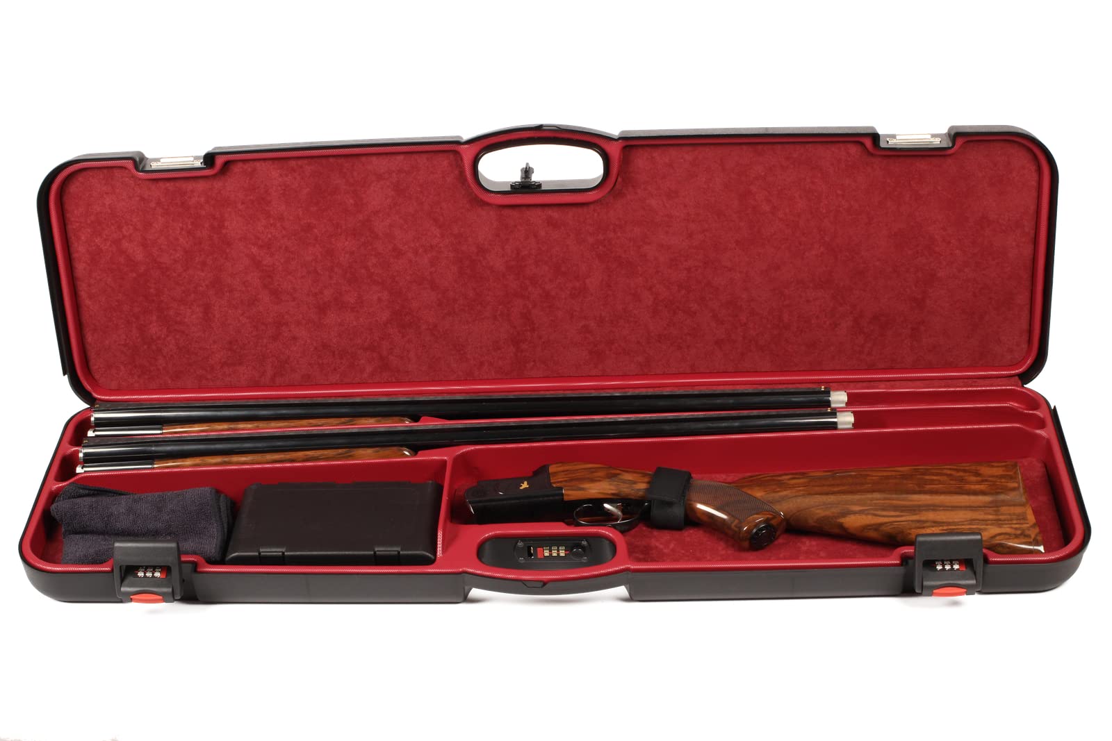 Negrini Cases 1603/IS-2C/4782 Shotgun Case for O/U PP/1 Gun/2 Barrels up to 36-Inch, Black/Red