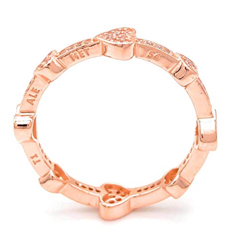 PANDORA Rose Alluring Hearts Ring Size 6 with Clear CZ 187729CZ-52