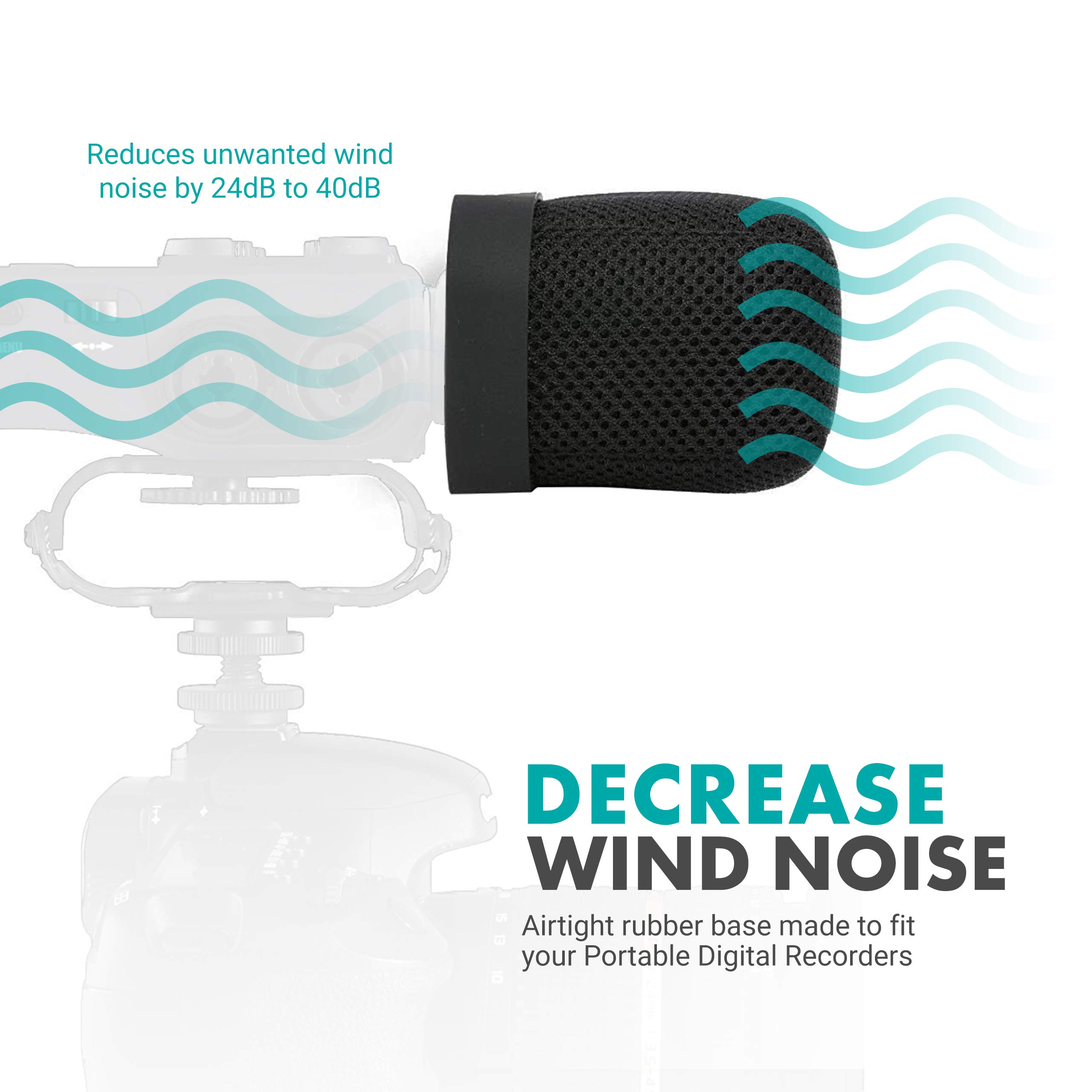 Movo WST-R30 Fitted Nylon Microphone Windscreen with Acoustic Foam Technology for Zoom H4n, H5, H6, Tascam DR-100 MKII and Sony PCM-D50 Portable Digital Recorders