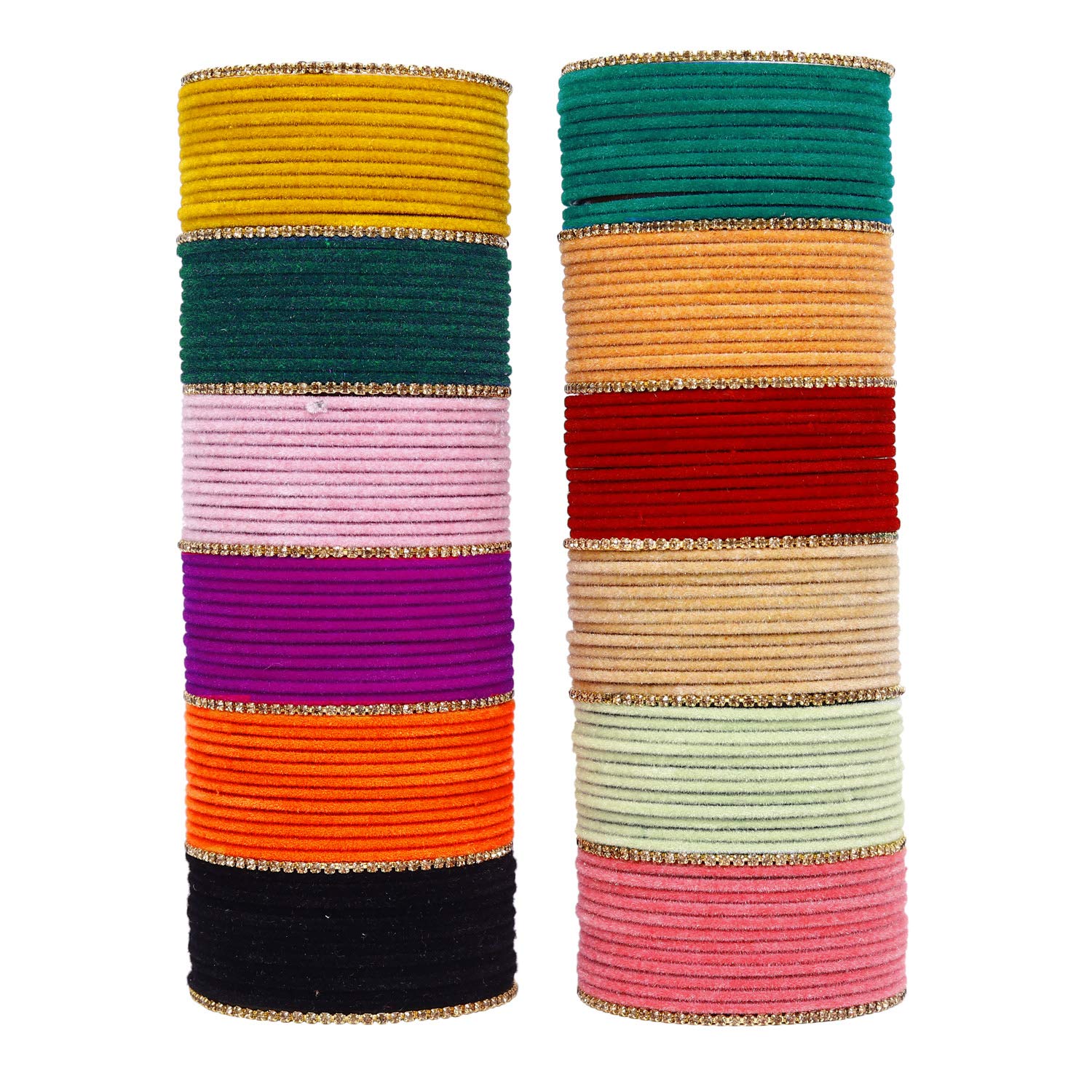 SANARA Indian Traditional Bollywood Gorgeous 146 pcs 12 color Velvet Bangle Box Set Women Wedding Wear Bangle Set (2.6)