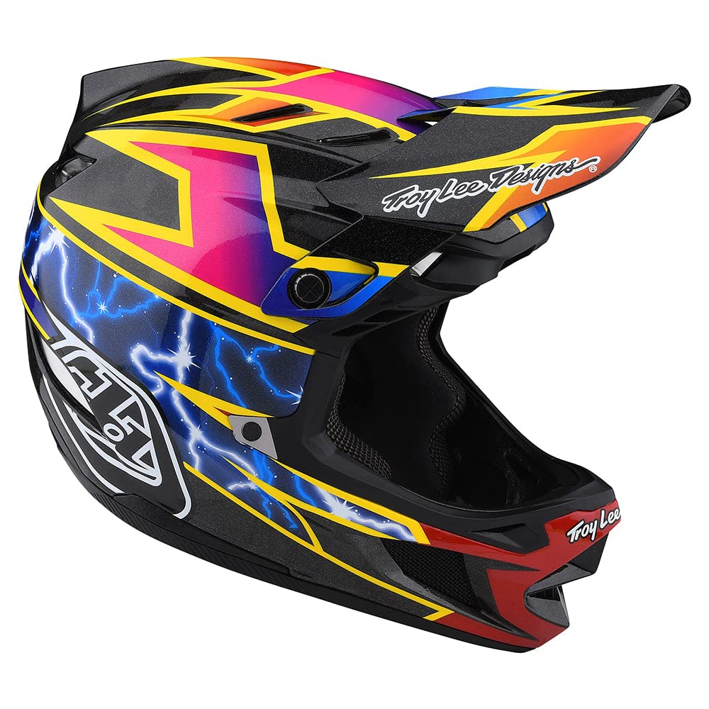 Troy Lee Designs D4 Carbon Full Face Bicycle Helmet for Max Ventilation Lightweight MIPS EPP EPS Racing Downhill DH BMX MTB - Adult Men Women - Lightning Black, X-Large
