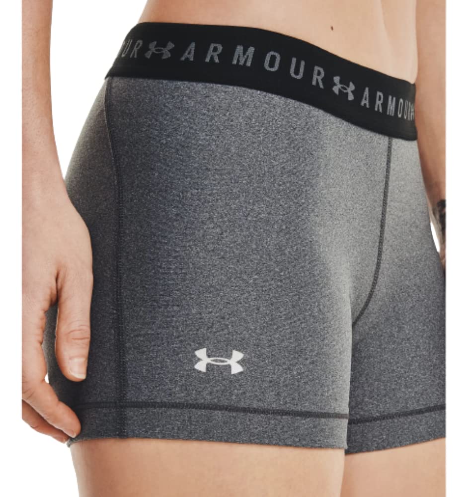 Under Armour Women's HeatGear Armour Shorty Shorts Gray/Black 3" (Medium)
