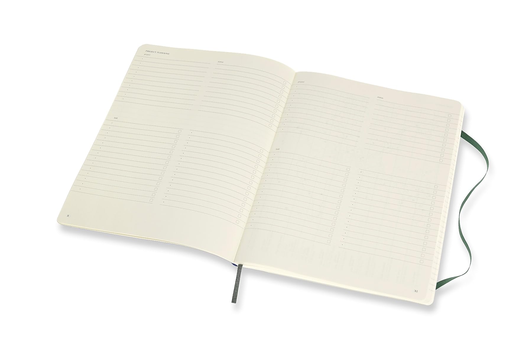 Moleskine PRO Notebook, Soft Cover, XL (7.5" x 9.5") Professional Project Planning, Forest Green, 192 Pages