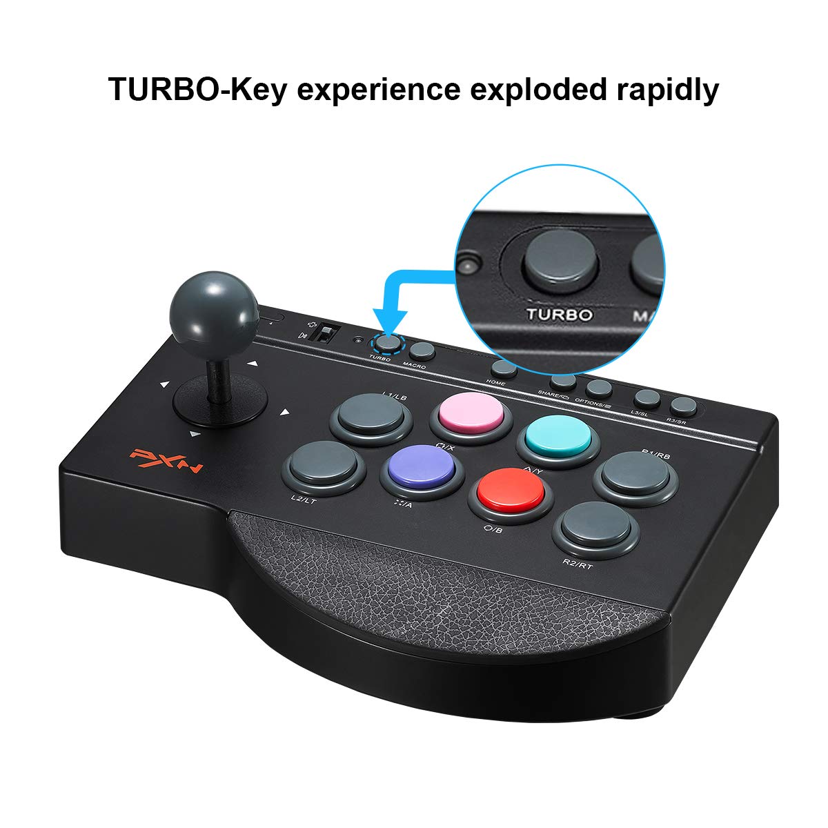 PXN Arcade Fight Stick 0082 Fight Stick Arcade Game Fighting Joystick PC with Turbo/Macro Functions Compatible with PC, PS4, PS3, Xbox One, Xbox Series X|S, Android TV Box, Switch