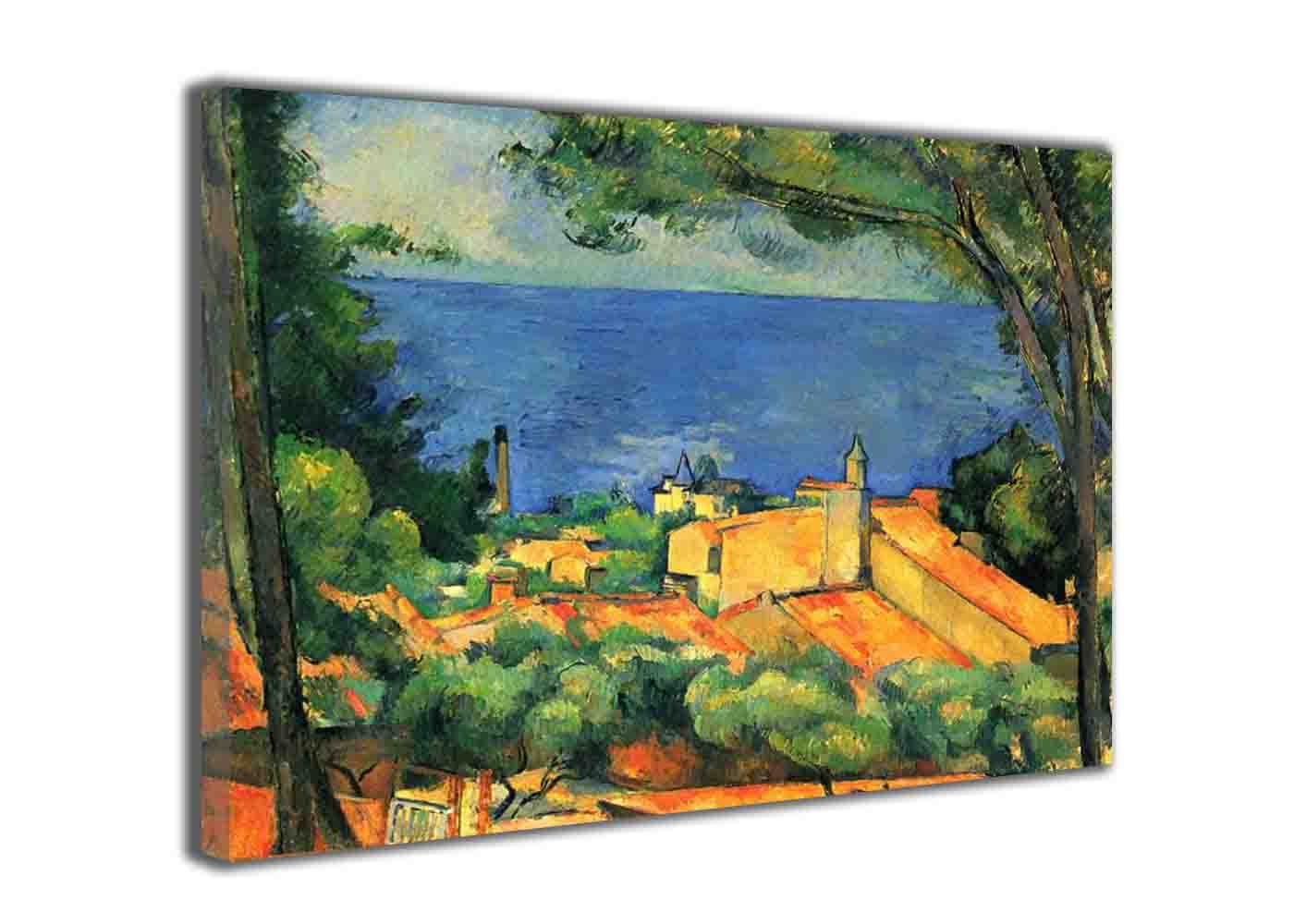 SIRIUSART Paul Cezanne (Red Roofs) Room Decor Framed Canvas Wall Art for Living Room Decor Paintings(70x105cm ( 28x41inch ),Framed)