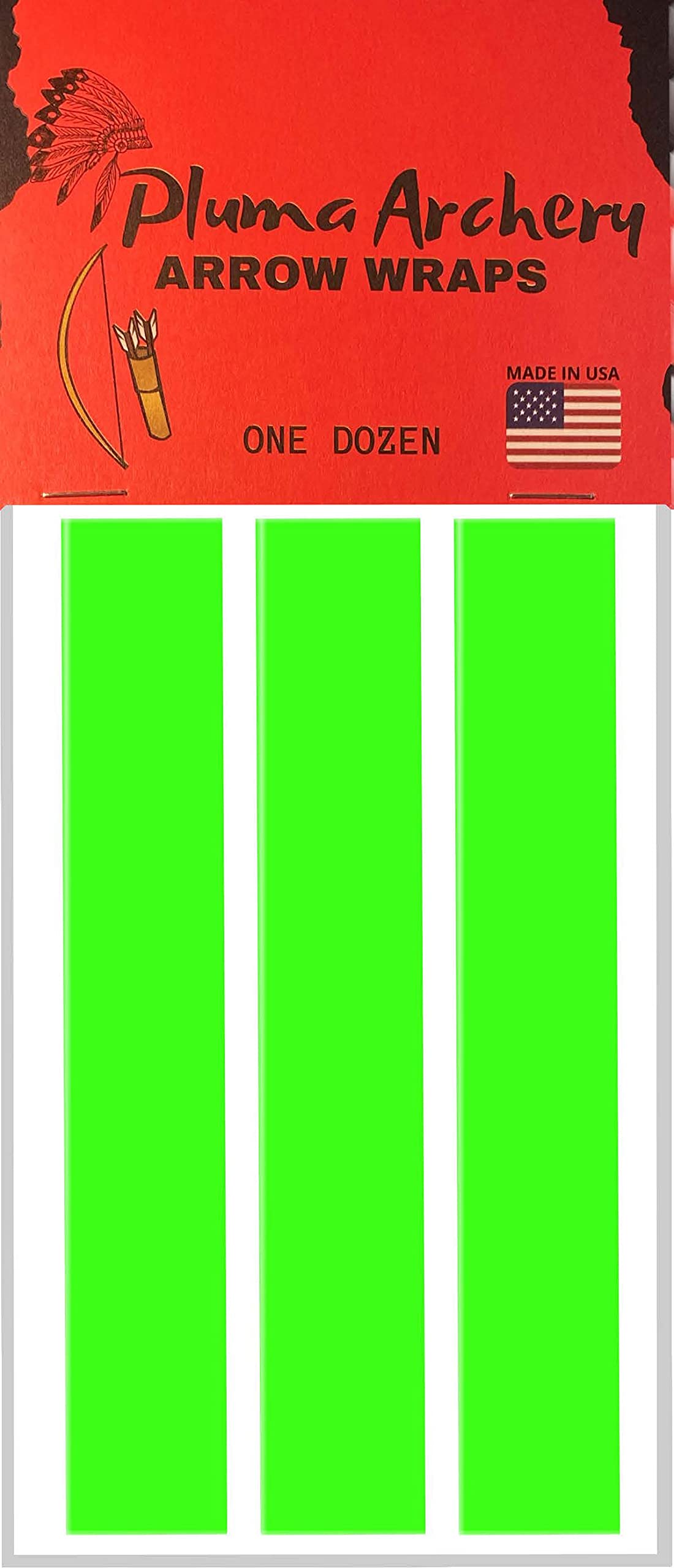 Pluma Archery Arrow Wraps Cut for Standard and Reduced Diameter Carbon Archery Shafts Made for Arrows with Max Outside Diameter (OD) of 0.310 Inches Length 6 Inches Quantity -12 (Flo Green, Standard)