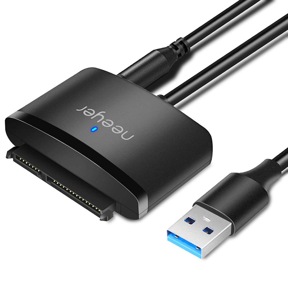 Neeyer SATA to USB 3.0, SATA III Hard Drive Adapter Cable for 3.5/2.5 Inch HDD/SSD with 12V/2A Power Adapter, 20 Inch…