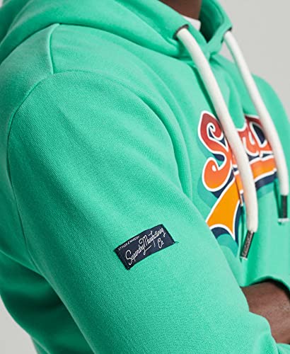 Superdry Mens Vintage Logo Seasonal Hoodie, Relaxed Fit Tropical Green Size S