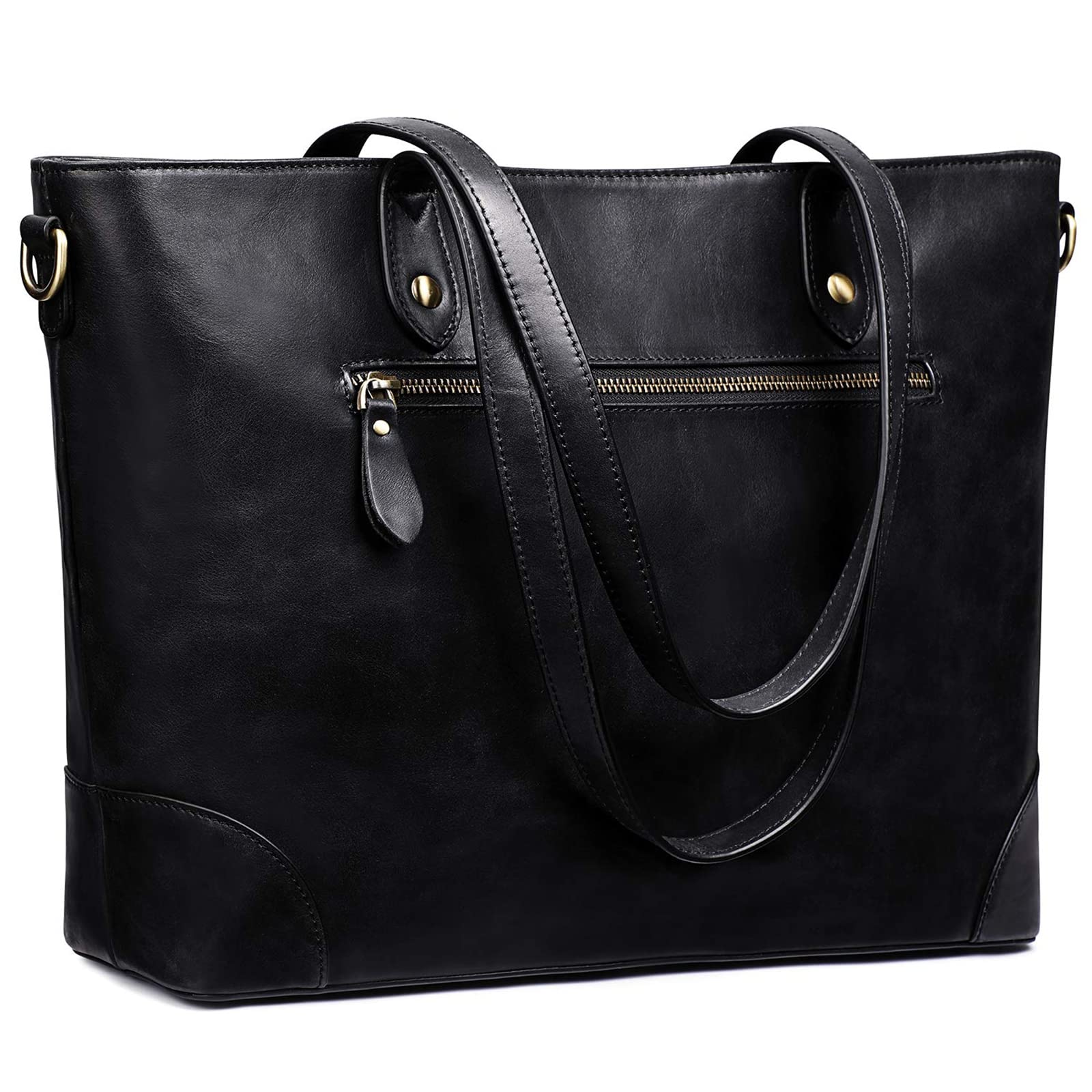 S-ZONE Women Genuine Leather Shoulder Bag Work Tote Large Handbag Crossbody Purse