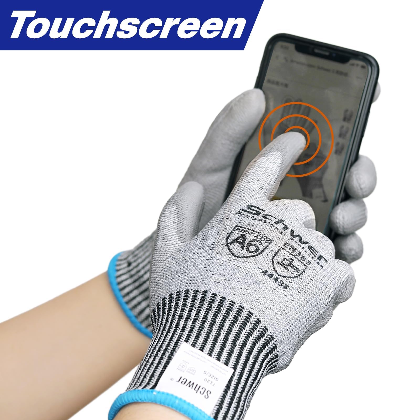 Schwer 3 Pairs AIR-SOFT Cut Resistant Gloves AR7120 ANSI A6 Cut Proof Work Gloves, Touchscreen, for Men and Women Used for Woodworking, Glass Cutting, Construction, Cargo Handling, Car Repair(L)
