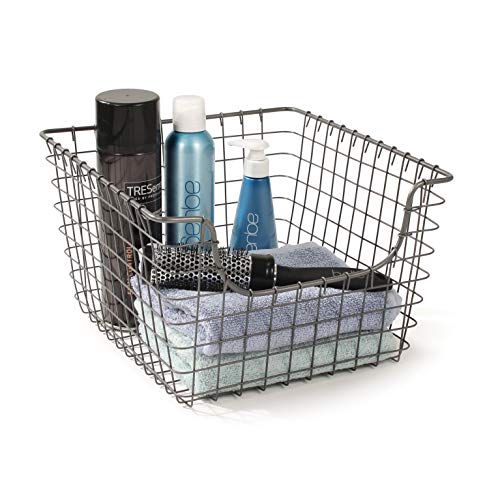 Spectrum Diversified Scoop Wire Storage Basket, Medium, Industrial Gray, 6-Pack