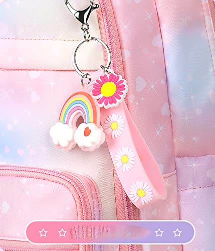 SAMAHBOE Backpack for Girls,School Backpack for Girls Pink Kawaii Backpack Cute Rainbow Bookbag Girls Backpack Pink