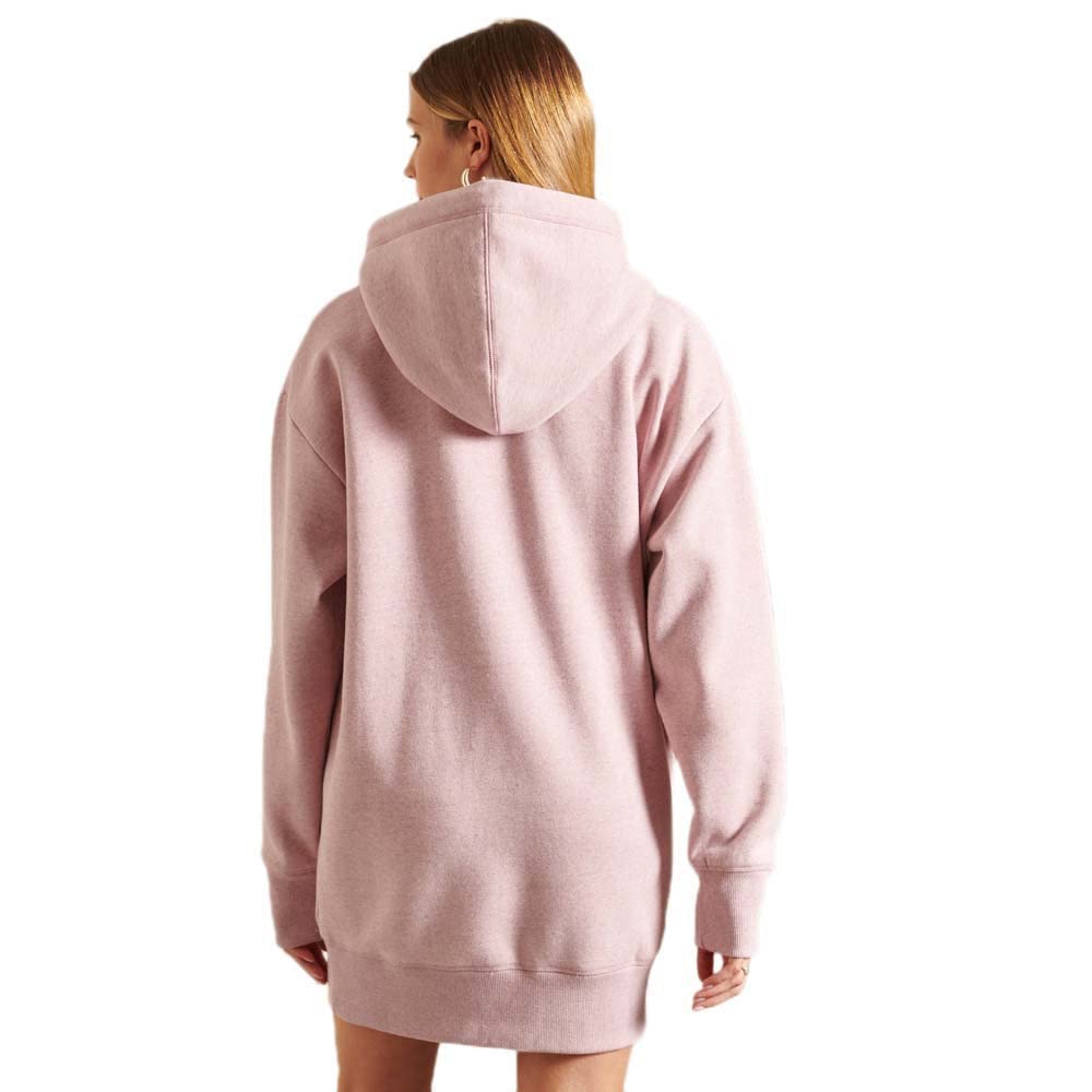 Superdry Womens Vintage Logo Embroidered Oversized Hoodie Dress La Soft Pink Marl Size Xs/S