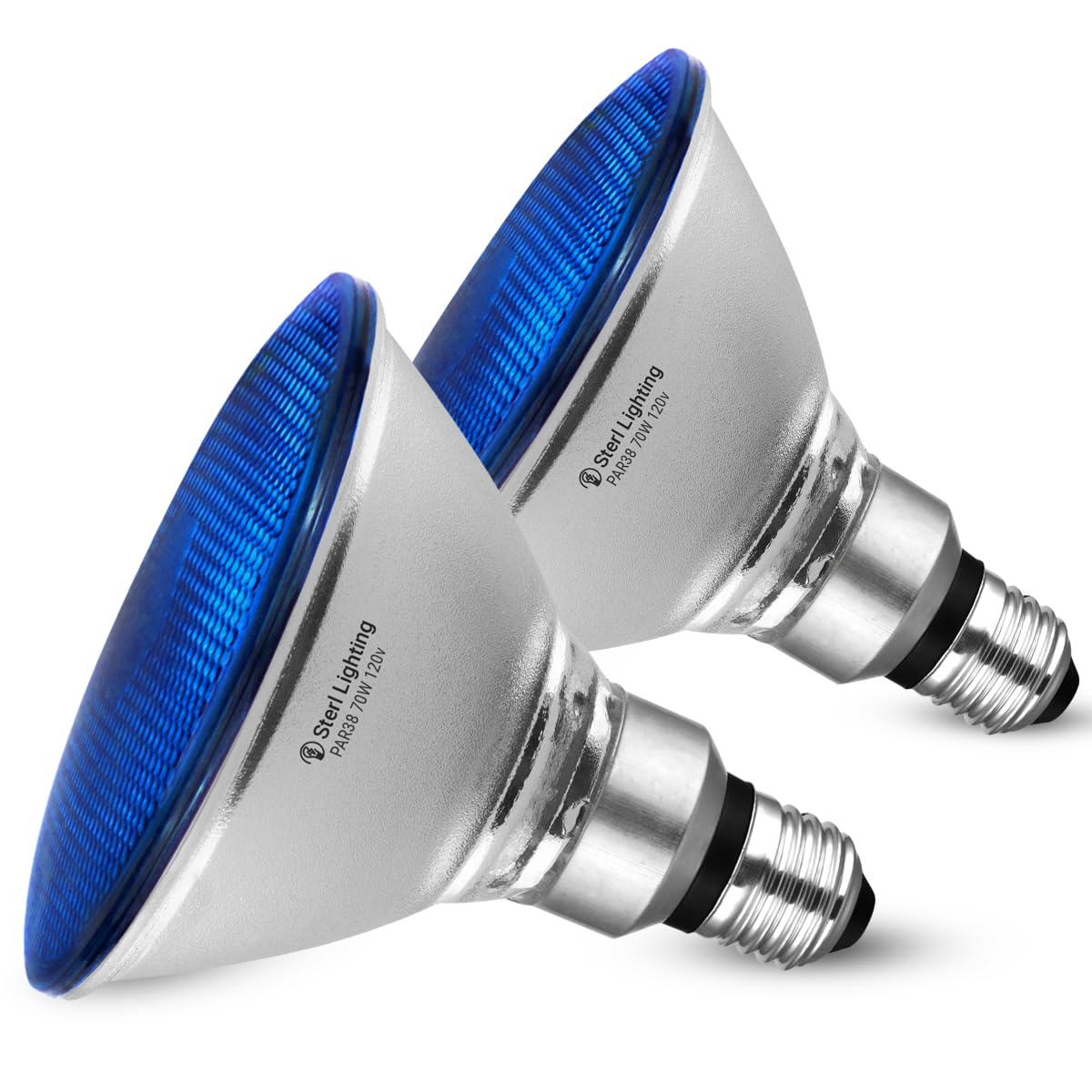 PAR38 Blue Light Bulb Indoor Recessed Fixture - Blue Outdoor Light Bulbs Replacement Pool Spotlights, 70 Watt, E26 Medium Base, 120V 5.19Inch 300Lm Halogen Reflector Blue β 2 Pack