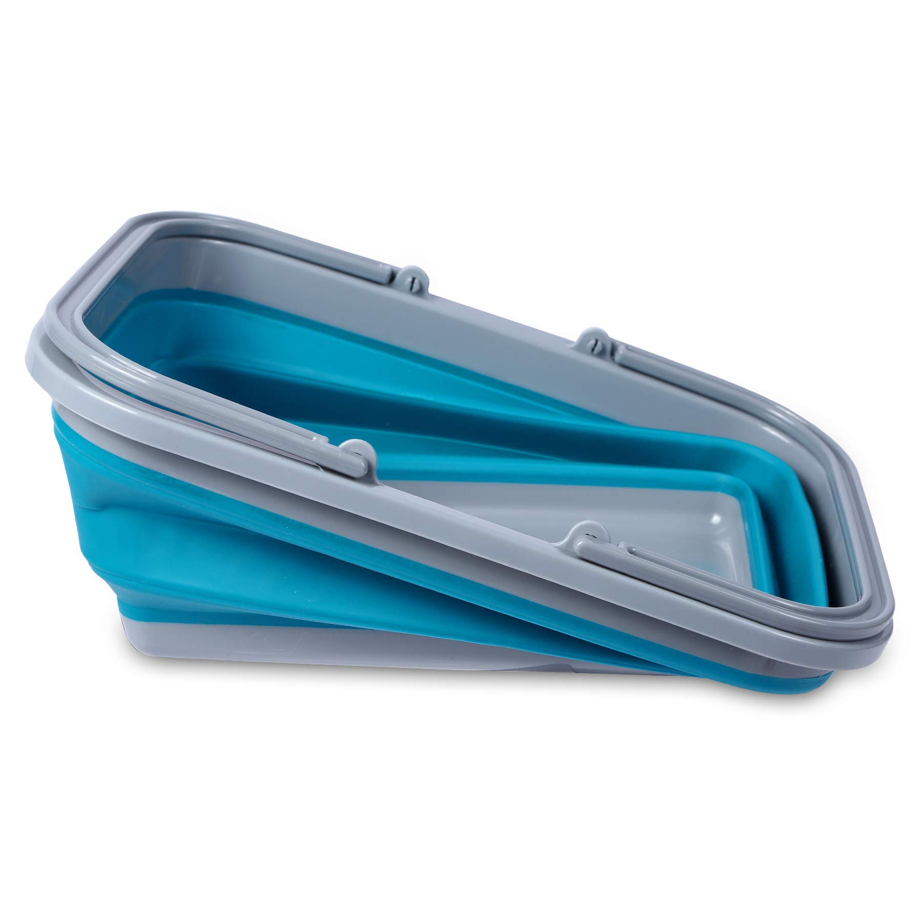 Playinyard 2 Pack Collapsible Camping Sink, 2.37Gal/9L Portable Wash Basin with Handle for Camping Hiking and Home, Green and Blue