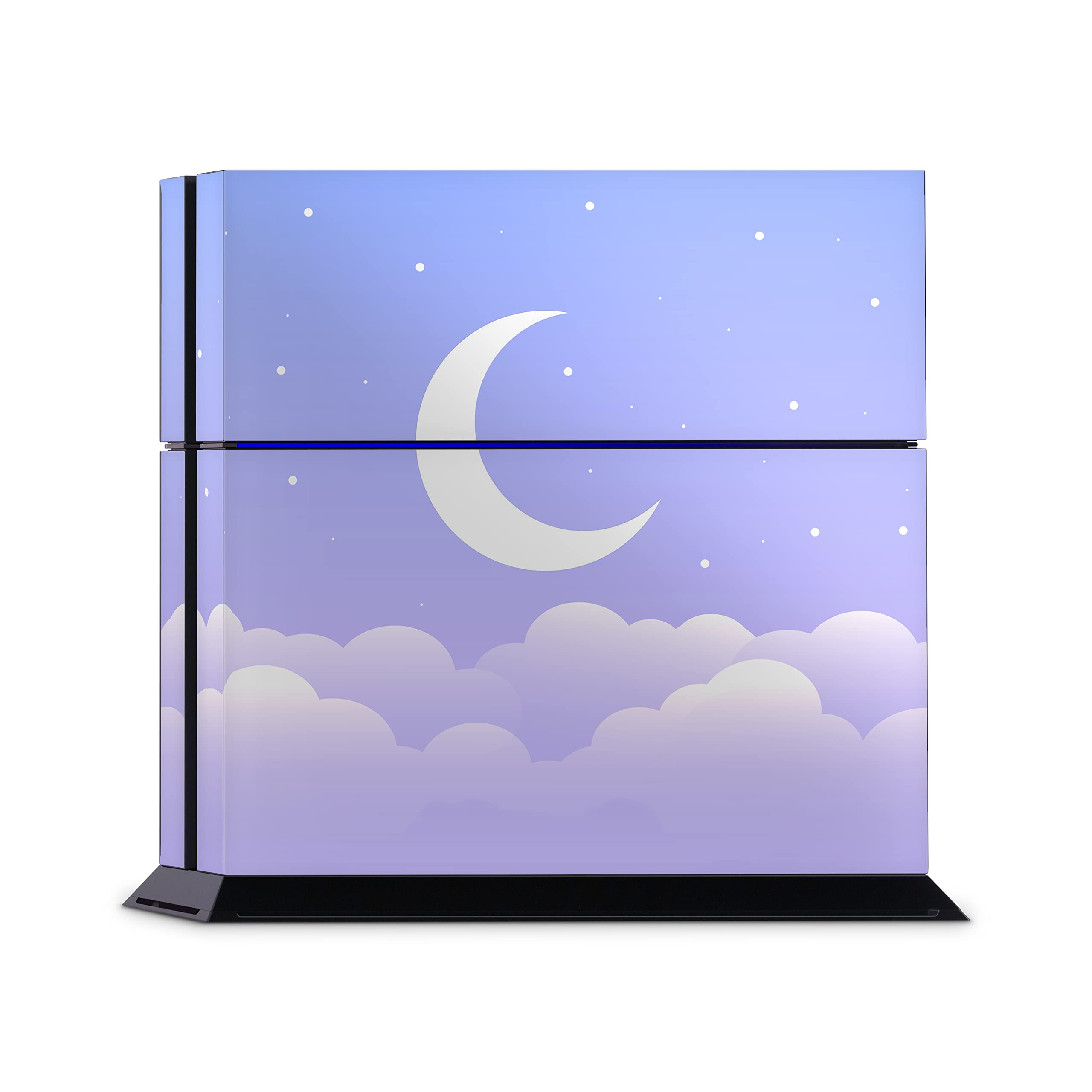 ZOOMHITSKINS Compatible with PS4 Skin, Compatible for Playstation 4, Lavender Blue Moon Pastel Sky Cloud Kawaii Anime Cute Star, 1 PS4 Console Skin, Easy to Install, 3M Vinyl Decal, Made in The USA