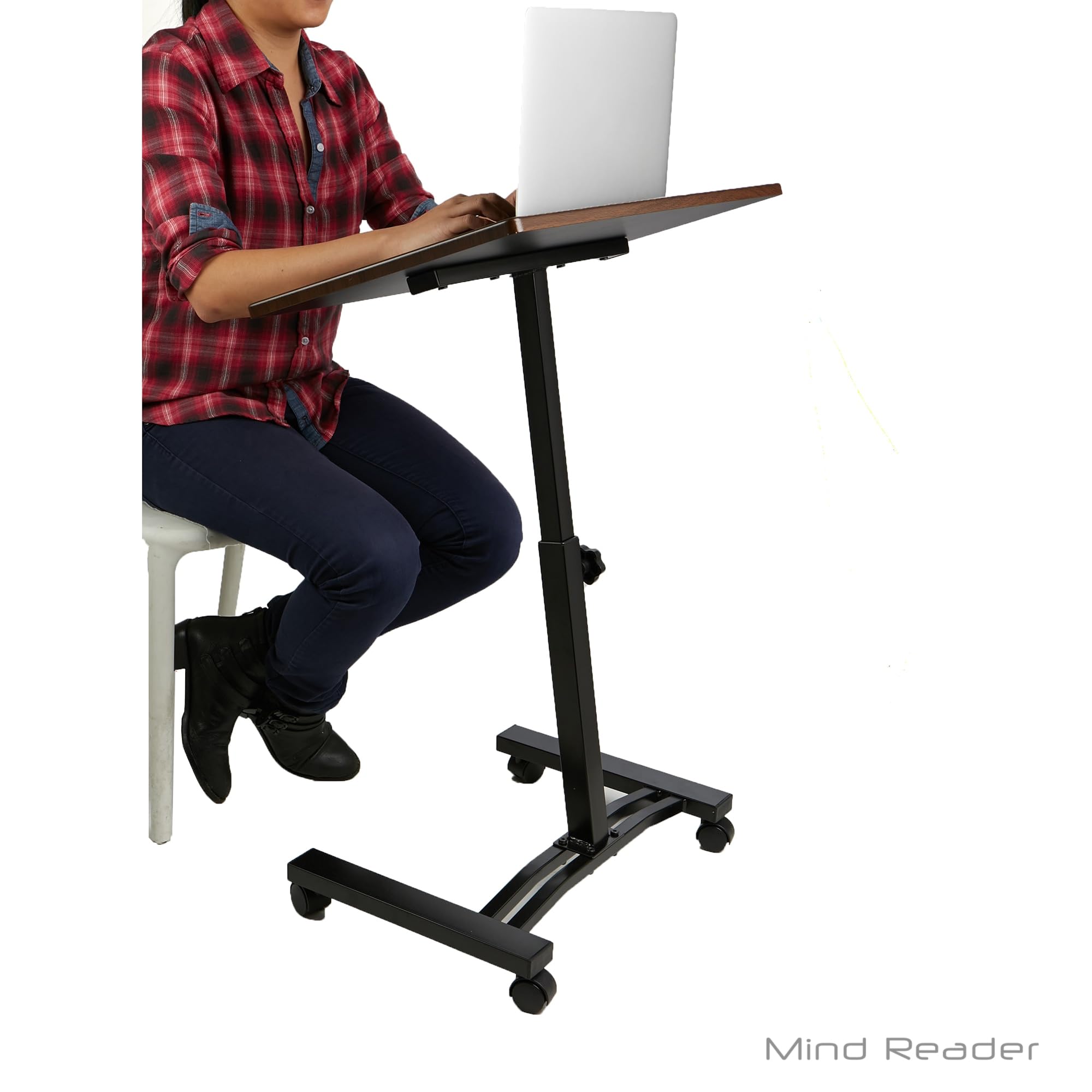 Mind Reader Sit and Stand Laptop Cart, Lap Desk, Adjustable, Black