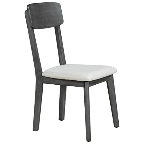 MJWDP 6 Piece Dining Set Medieval Style Wooden Dining Table and Fabric Chairs with Bench Grey + Beige