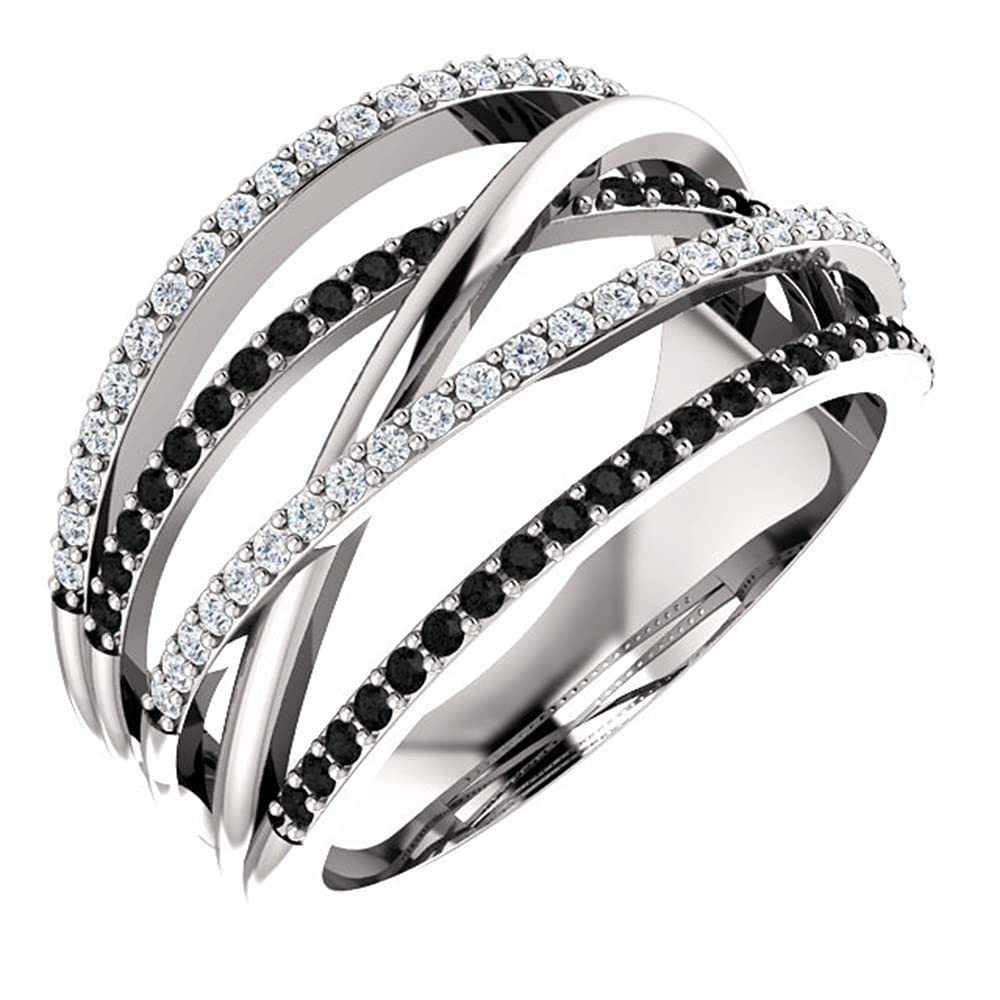 SUKKCCNO 925 Sterling Silver Shiny White Gem Ring Cubic Zirconia Rings CZ Diamond Multi Row Ring Eternity Wedding Bridal Jewelry Gifts Women Size 6-10 (10)