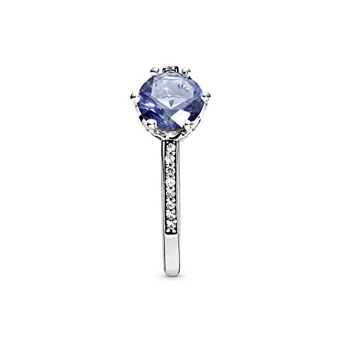 PANDORA Blue Sparkling Crown 925 Sterling Silver Ring, Size: EUR-58, US-8.5-198289NSWB-58