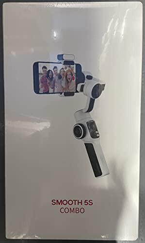 Zhi yun Smooth 5S Combo White 3-Axis Gimbal Stabilizer for Smartphone iPhone,with Magnetic Fill Light,Carrying Bag (Smooth 5 Upgrade)