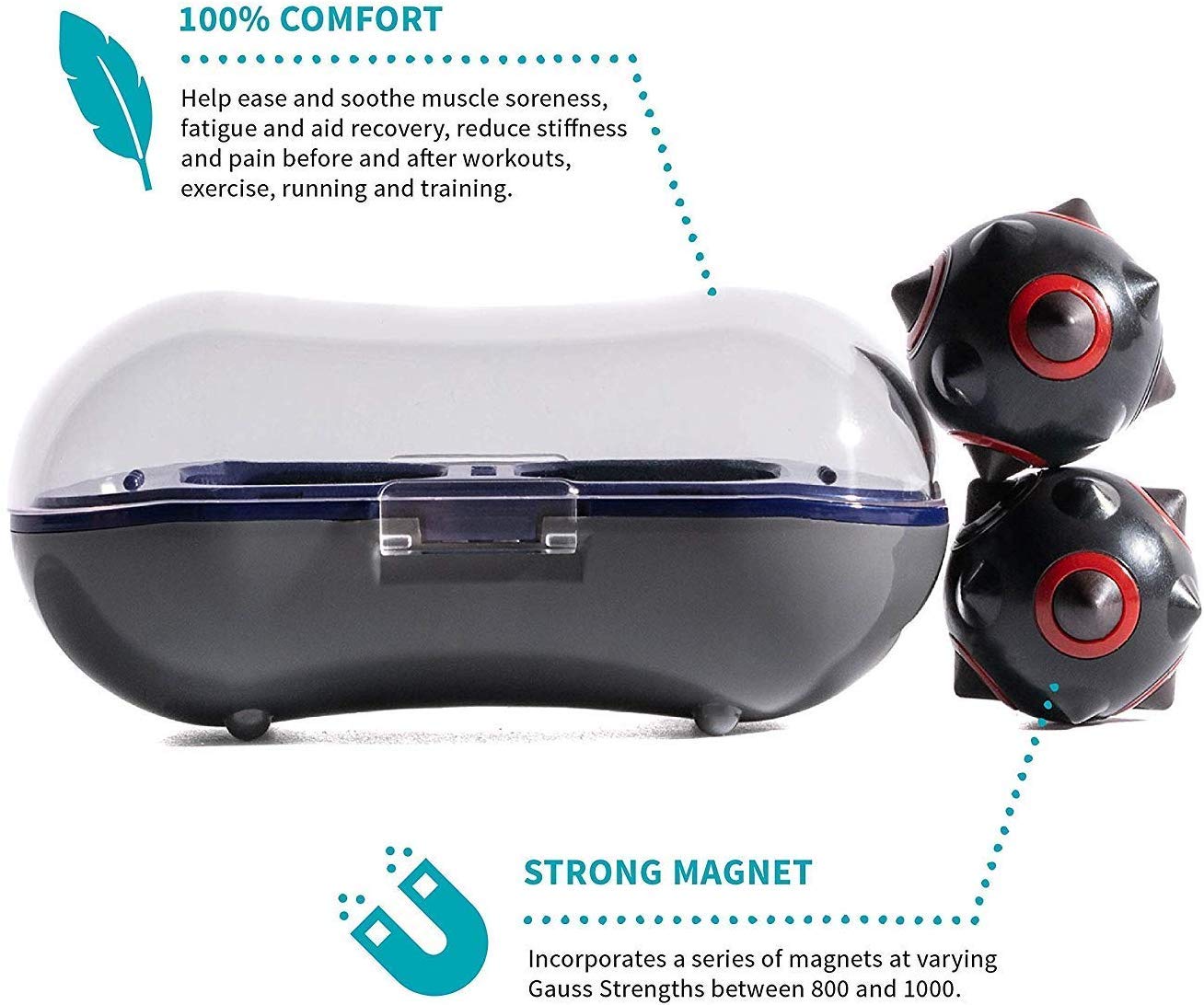 Nikken Kenko MagDuo® Massager 13201 Magnetic Deep Tissue Massage - Compact Portable Massager - Works Perfectly for Stress, Fatigue and tight muscles