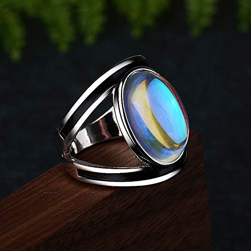 SUKKCCNO 925 Sterling Silver Moon Moonstone Solitaire Ring for Women Gemstone Boho Jewelry Natural Moonstone Victorian Style (8)