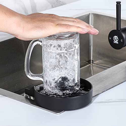 Upgraded Glass Rinser for Kitchen Sinks Matte Black, Glass Washer Cup Washer Cleaner for Home,Kitchen Sink Accessories, Bar Glass Rinser
