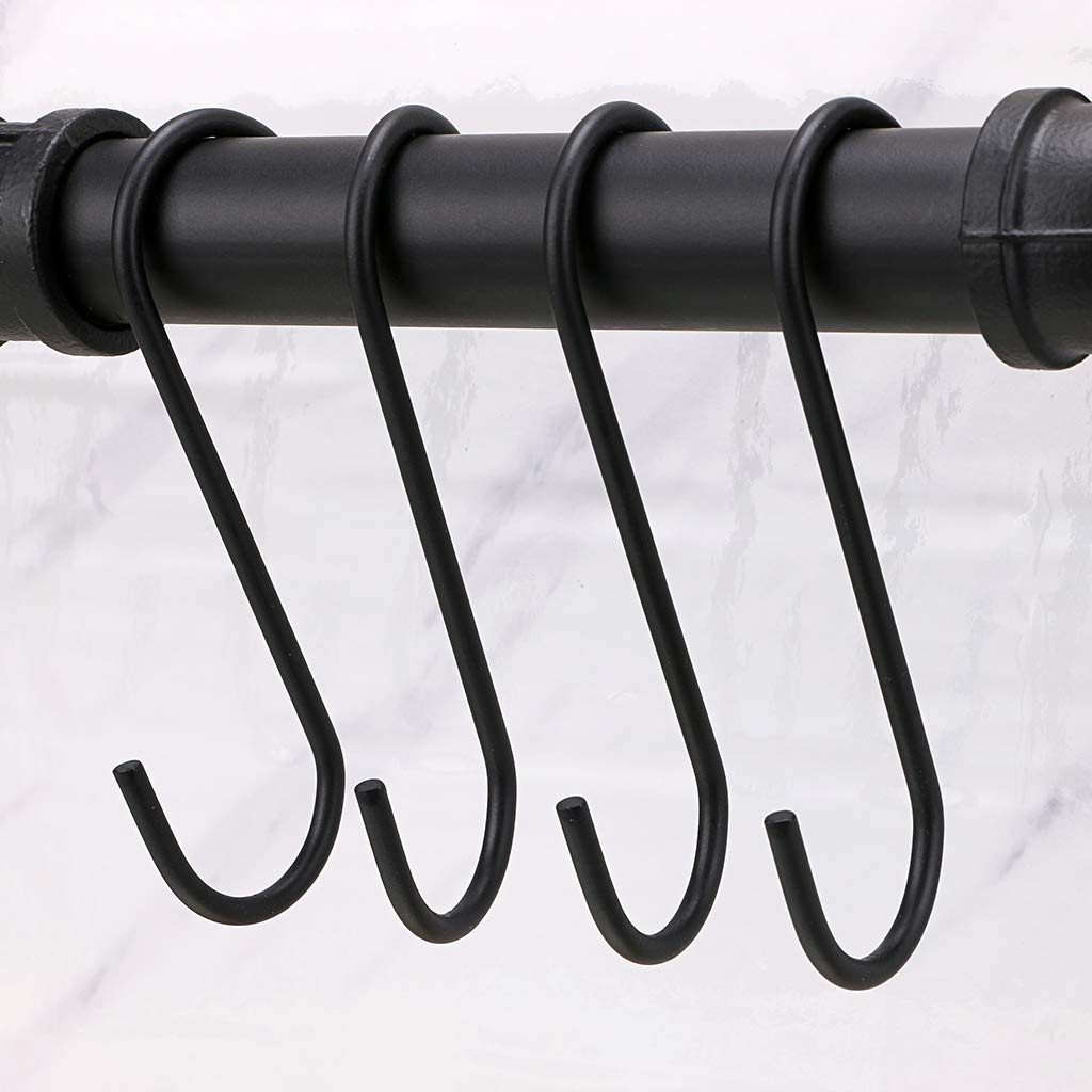 Sumnacon 16 Inch Industrial Pipe Pan Pot Rack with 8-Hooks, Wall Mounted Metal Rail Kitchen Utensil Pot Pan Lid Storage Organizer/Cookware Holder with Hardwares