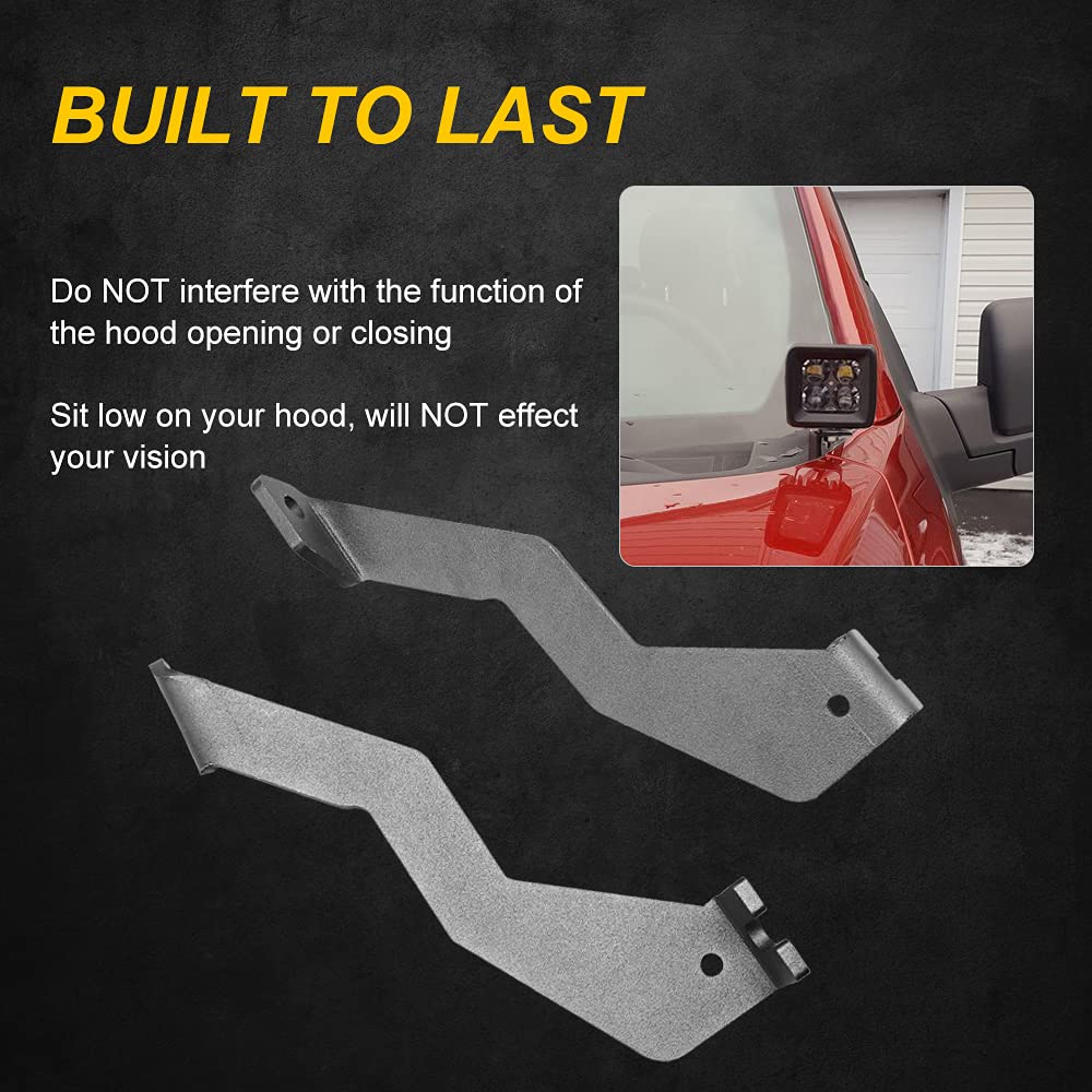 Samman F150 Hood Ditch Light Mount Raptor Engine Hood Hinge LED Pods Mounting Brackets for LED Cube LED Pods Antenna Compatible with Ford F150 2004-2014 & 1st Gen SVT Raptor