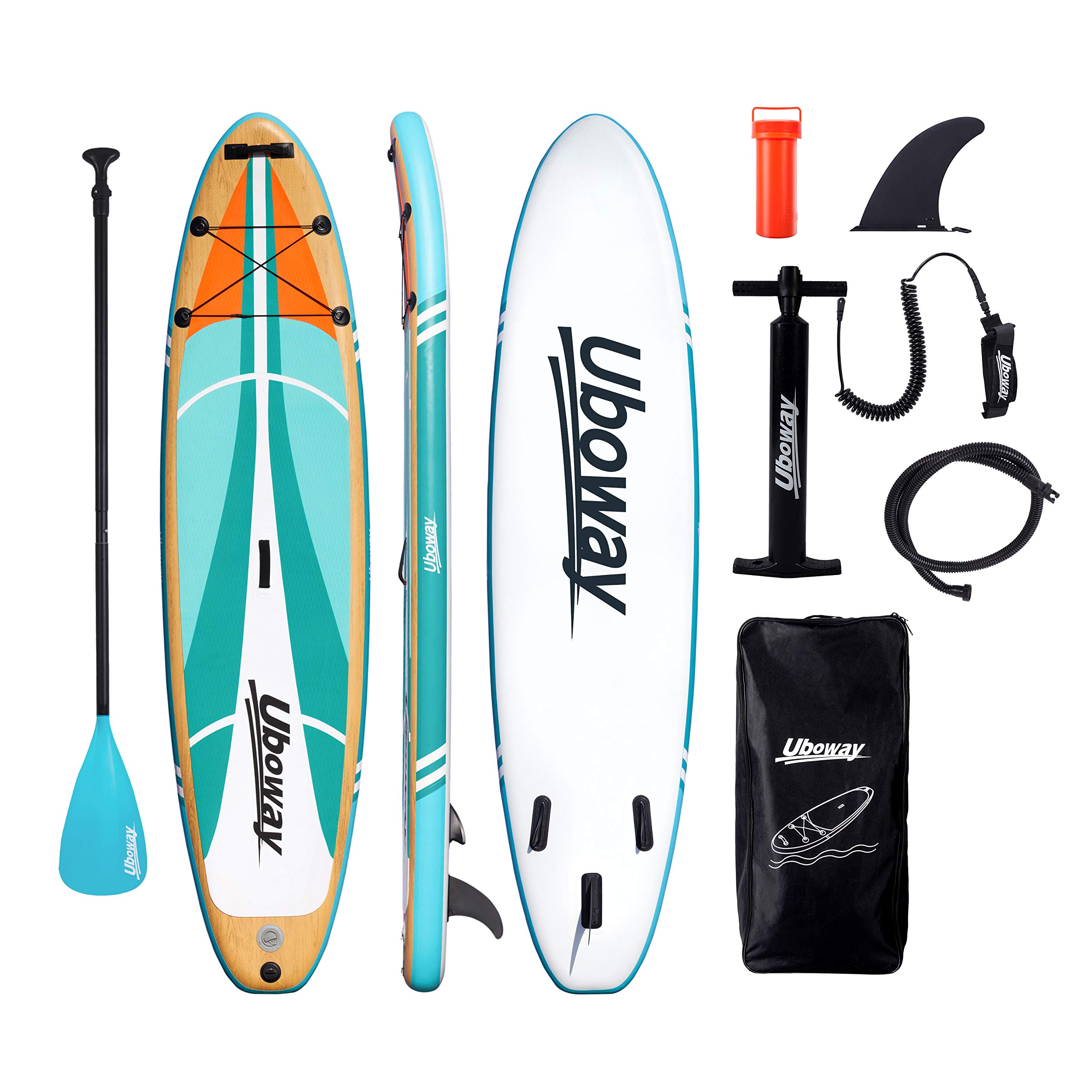 Uboway Inflatable Stand Up Paddle Board 11' Paddleboard Inflatable Ultra-Light with Premium Sup & Backpack Accessories for All Skill Levels, Non-Slip Deck, Dry Bag & Hand Pump, Fish Design