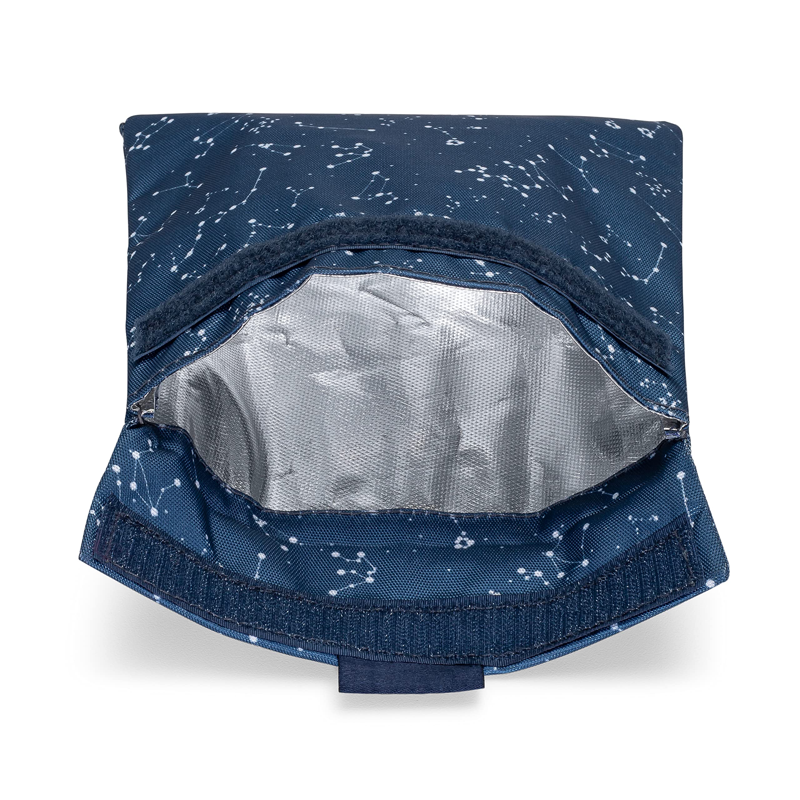 Yumbox Sandwich Bag/Snack Bag, Insulated, Reusable Fabric, Washable, Easy Touch and Pull Closure Food Safe, BPA Free, 8 x 7.5in - Starry Sky
