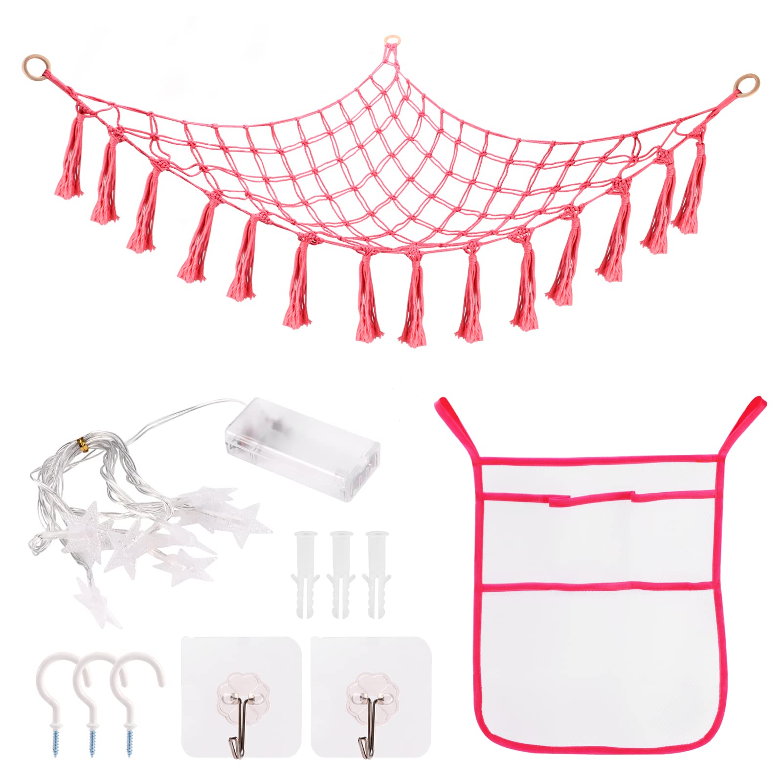 YHZNW 11pcs Toy Net Hammock Set, Plush Toy Hanging Storage Net Organizer, Stuffed Animal Toy Storage Hammock Nets Display Corner Holder for Nursery Playroom Bedroom Kids Room Storage