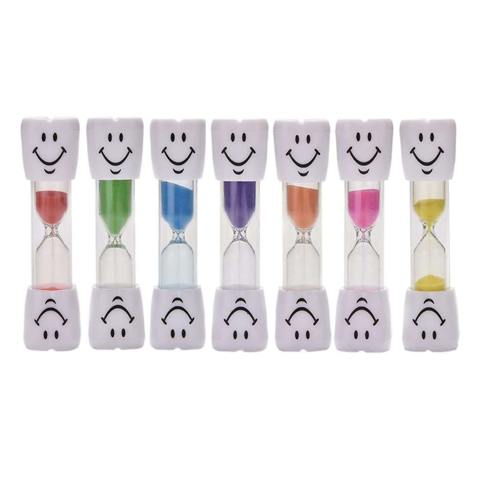Transun Moo 7 Pack 2 Minutes Hourglass Brushing Teeth Timers Colorful Sand Timer for Kids Promote Dental Hygiene