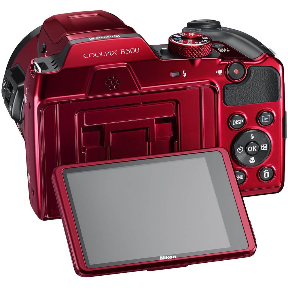 Nikon COOLPIX B500 16MP 40x Optical Zoom Digital Camera w/Built-in Wi-Fi NFC & Bluetooth (Red) + 16GB SDHC Accessory Bundle