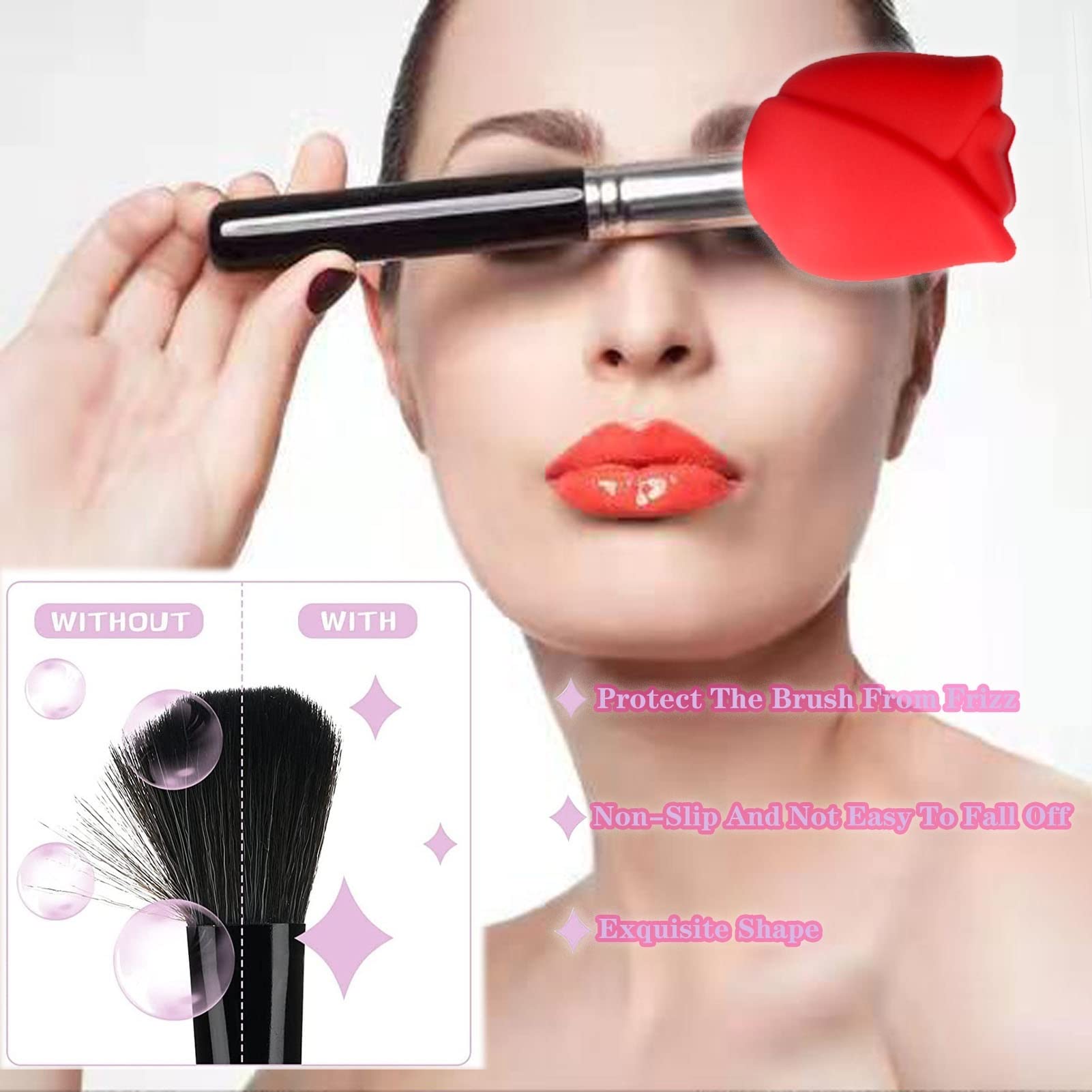 YZRYXHWL 6 Pack Makeup Brush Holder Size 3 Silicone Makeup Brush Travel Makeup Brush Cover Reusable Makeup Brush Protector Protective Brush Makeup Organizer Comes with Makeup Brush Cleaning Pad