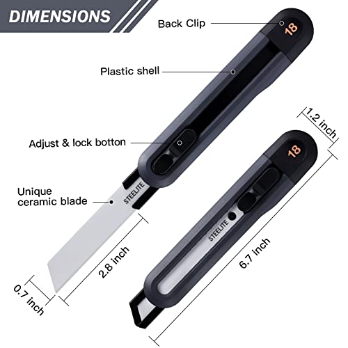 Steelite Ceramic Utility Knife Safety Box Cutter Package and Box Opener Extra Long Insulation Foam Tool Safe Retractable Ceramic Blade