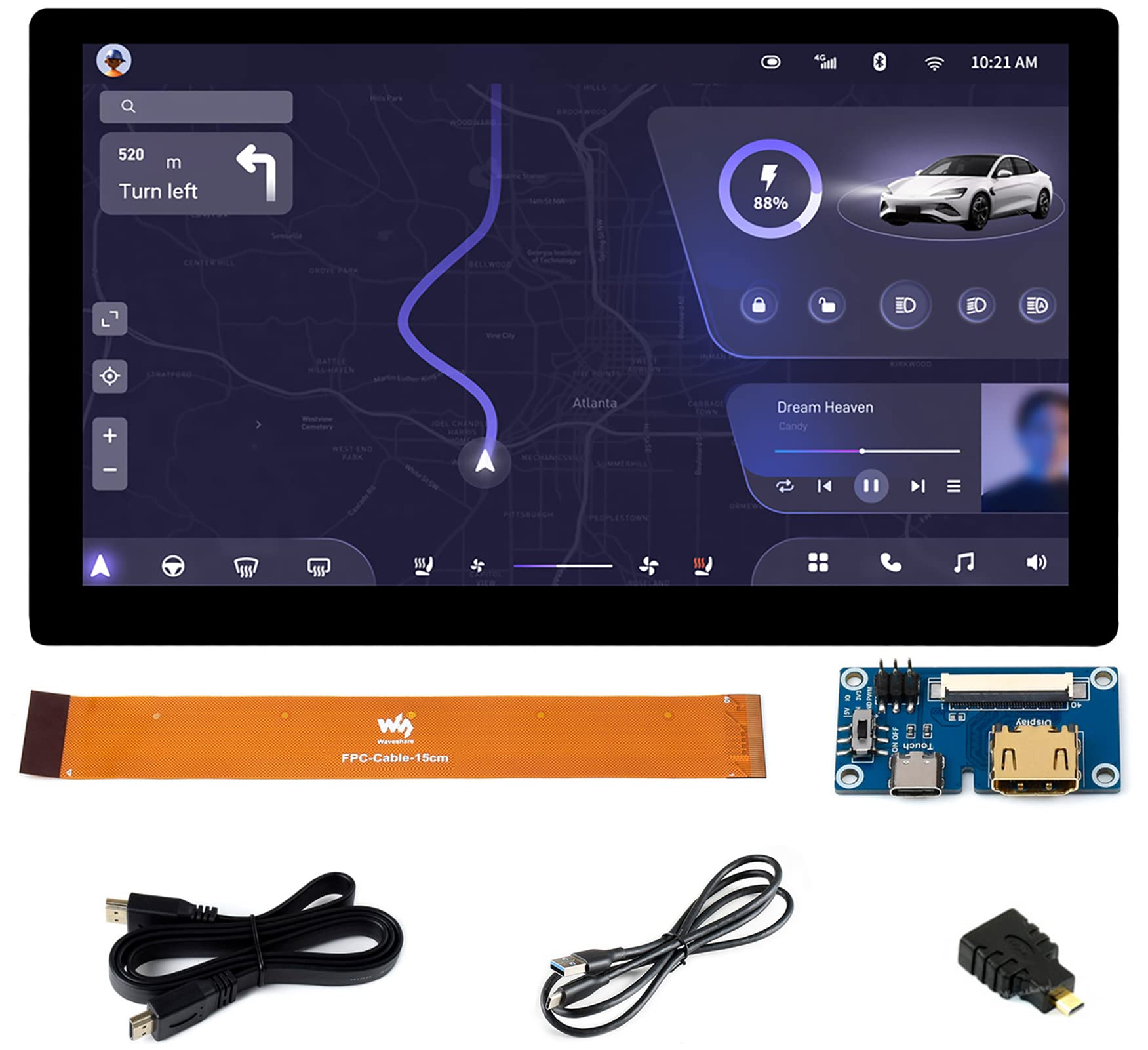 waveshare for Raspberry Pi/Jetson Nano/Windows/PC, 7inch QLED Touch Screen 1024x600 Capacitive LCD Display Integrated Thin and Light, Support Windows/Linux/Android