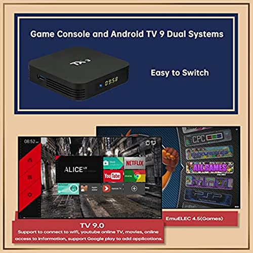 YIDUMKC Retro Game Console, Built-in 90,001 Classic Games, 256G Plug and Play Video Game Console, 4K HD Emulator Console Compatible with Atari/PS1/MAME, Game System(2 Wired Controllers New