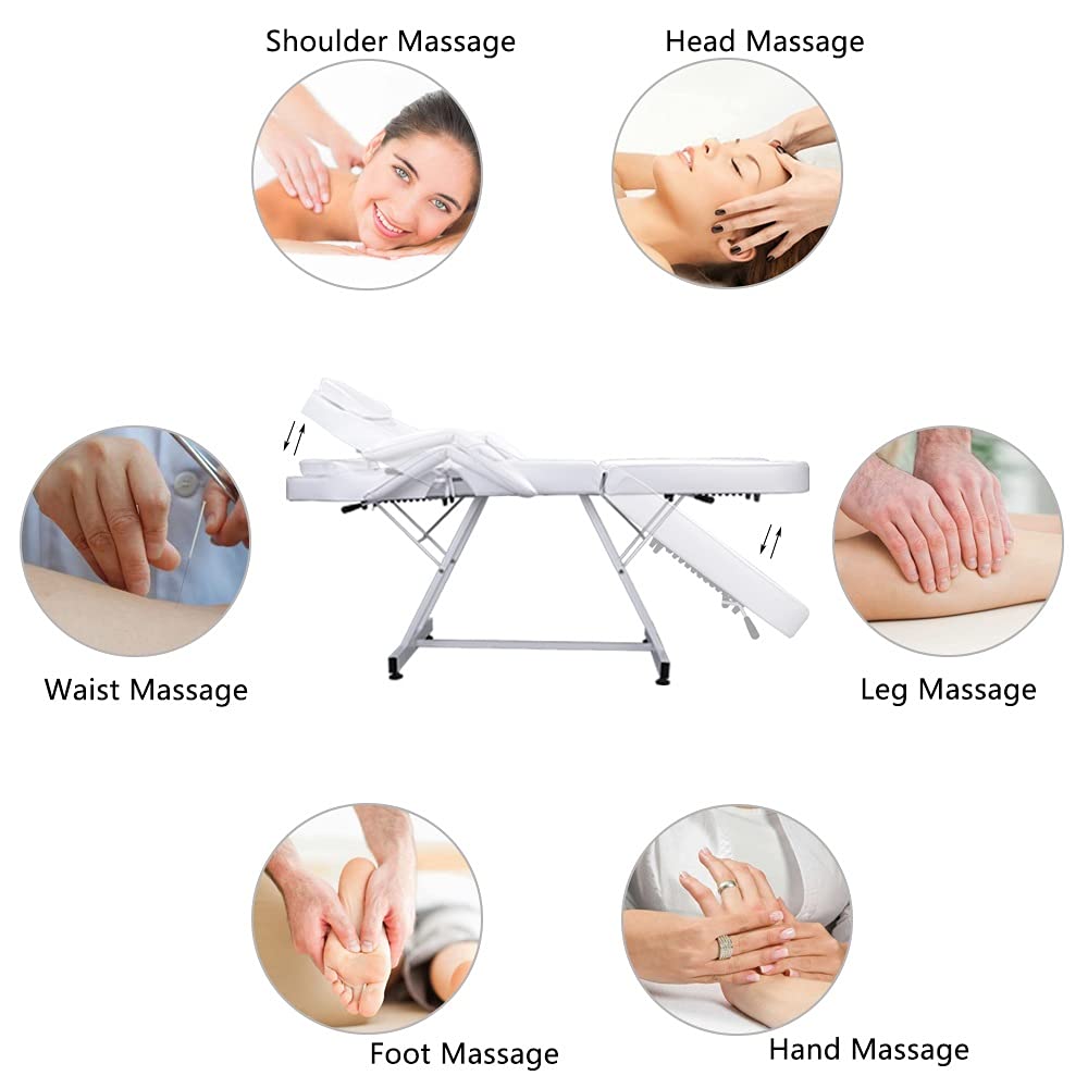 ZHYH 75" 190 x 84 x 78cm Adjustable Beauty Bed Beauty Salon SPA Massage Bed Tattoo Chair White