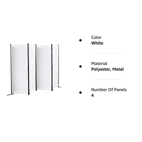 Partition Room Divider,4 Panel Room Dividers,Privacy Screen,Temporary Wall Divider for Home Office Hospital School Dorm(Cream White)