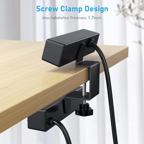 VILONG Desk Clamp Power Strip with USB, 2 in 1 Dual Layer Desktop Edge Power Strip, Removable Clamp Power Socket with 10AC Outlets & Switch, 6ft Extension Cord(Black)