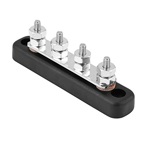 Qiilu busbars 12v Buss Bar Stud Terminal, 4 Studs Bus Bar Electric Terminal Boating Electrical Equipment Wire Terminals Junction Block 100A AC 300V DC 48V