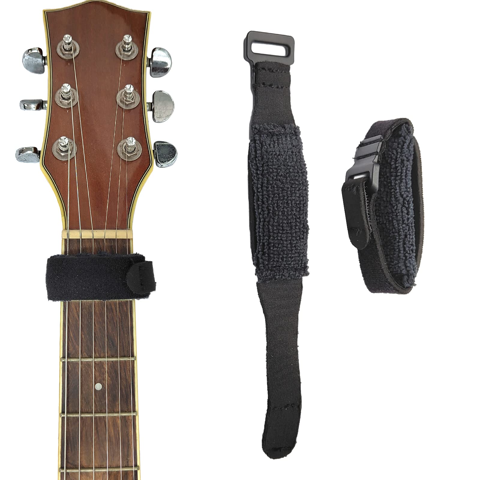 SAPHUE 2PCS Guitar String Mute Damper,Guitar String Cover Tape, Adjustable Bass Mute, Fingerboard Mute Tape, Musical Instrument Accessories(Black)