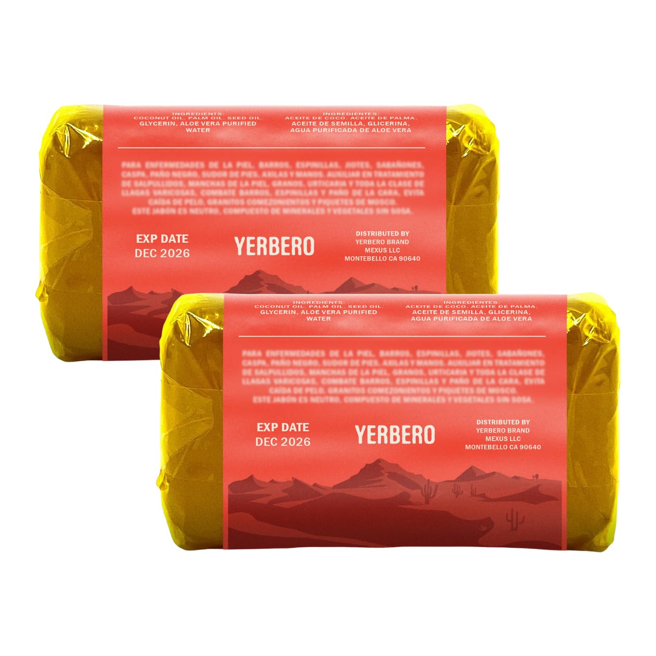 YERBERO - 2 Piece The Rattlesnake Soap 5.3oz (150g) Each - 2 Jabones Hechos a Base de Aceite 5.3 oz. Big Size - Made in Mexico.
